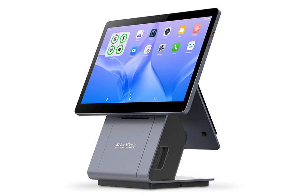Android POS Terminal, Desktop Dual Display POS Terminal with Printer ...